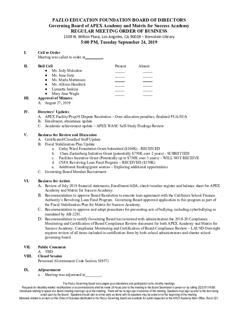 Fillable Online Board of Trustees - Los Angeles, CA Fax Email Print ...