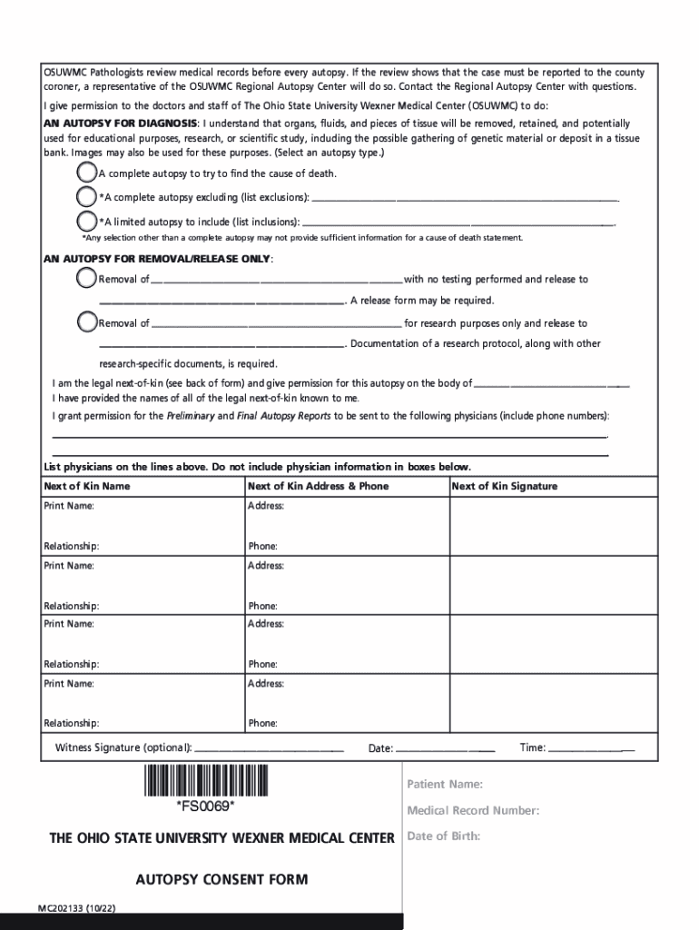 Fillable Online pathology osu Autopsy Services - OSU Department of Pathology Fax Email Print ...