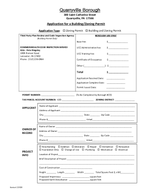 Fillable Online Application for a Building/Zoning Permit Fax Email ...