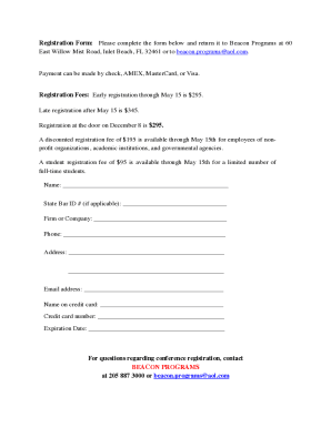 Fillable Online Registration Form - Beacon Programs Fax Email Print ...