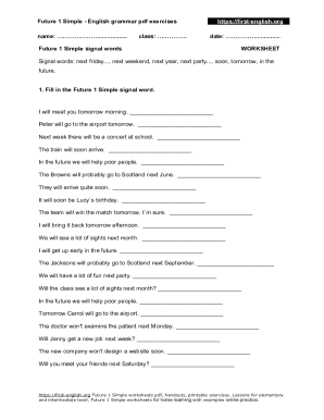 Fillable Online Future 1 Simple signal words pdf exercises Fax Email ...