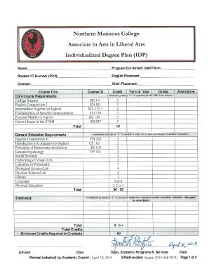 Fillable Online Liberal Arts Associate of Arts (AA) Degree Requirements ...
