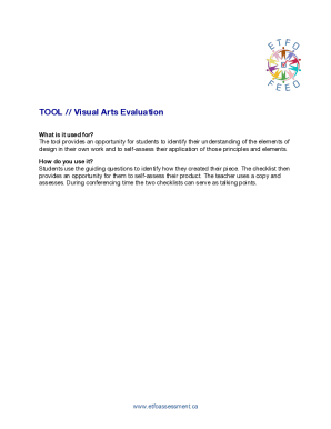 Fillable Online TOOL // Visual Arts Evaluation - ETFO Assessment Fax ...