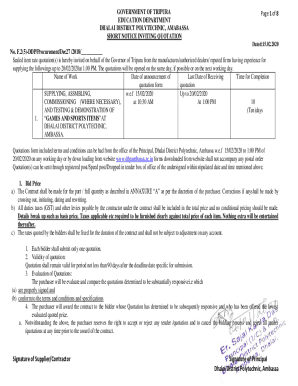 Fillable Online Short Notice Inviting Quotation Fax Email Print - pdfFiller