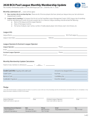 Fillable Online BCA Pool League Membership Fee Change - AZBilliards.com ...