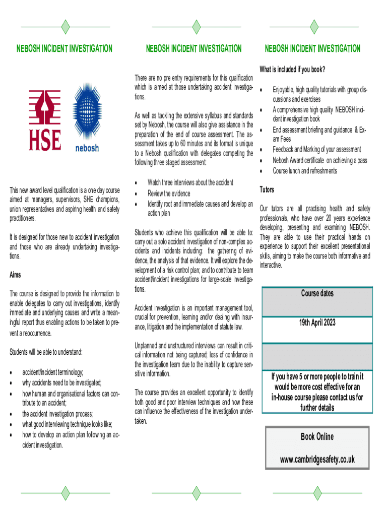 Fillable Online Introduction to Health and Safety at Work Fax Email ...