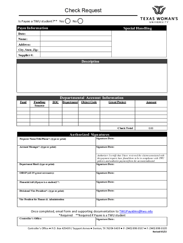 Fillable Online Check Request Form - Updated v3 Fax Email Print - pdfFiller