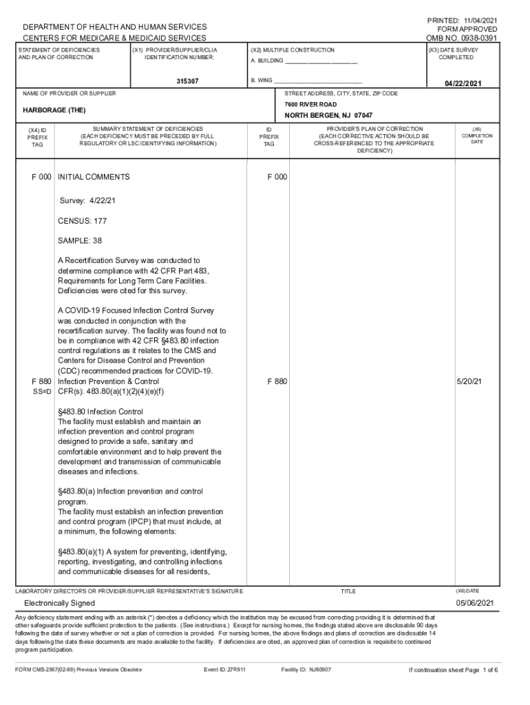 Fillable Online printed: 11/05/2021 form approved omb no. 0938-0391 Fax ...