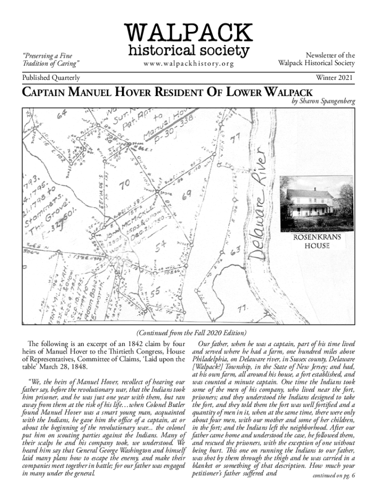 Fillable Online The hisTory of Walpack ToWnship and iTs residenTs Fax ...