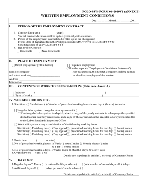 Fillable Online ANNEX-B-Written-Employment-Conditions-Payment-of-Wages ...