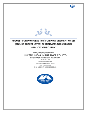 Fillable Online uiic co REQUEST FOR PROPOSAL (RFP)FOR PROCUREMENT OF ...