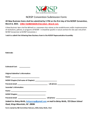 Fillable Online NCRSP Convention Submission Form: Fax Email Print - pdfFiller