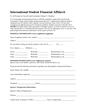 Fillable Online International Student Financial Affidavit Fax Email ...