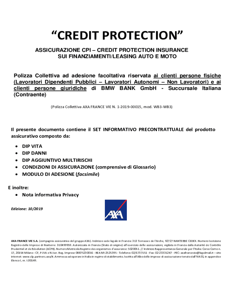 Compilabile Online clp partners Polizza CPI (Credit Protection ...