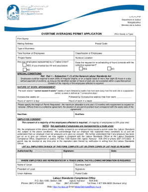 Fillable Online APPLICATION FOR PERMIT TO AVERAGE HOURS OF WORK Fax ...