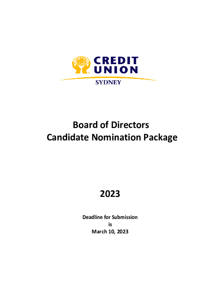 Fillable Online Board of Directors Candidate Nomination Package 2023 ...