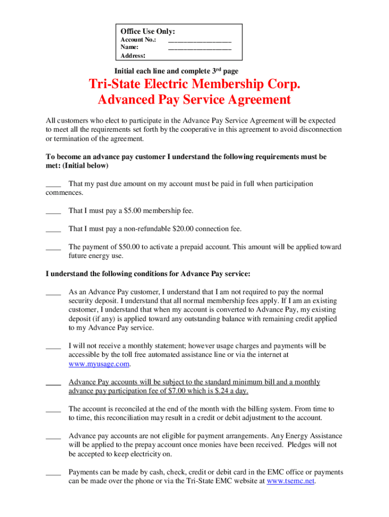 Fillable Online Account No - Tri-State Electric Membership Corporation ...