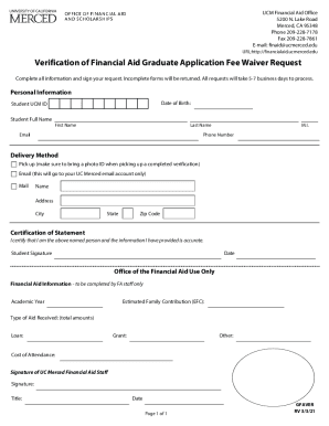 Fillable Online financialaid ucmerced Verification of Financial Aid ...