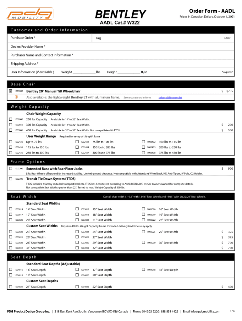 Fillable Online AADL Approved Product List - Wheelchairs: Manual and ...