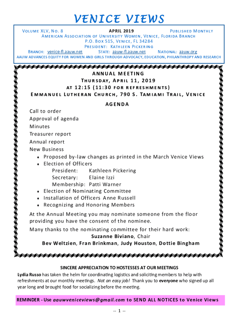 Fillable Online venice-fl aauw AAUW Venice tribute to President ...