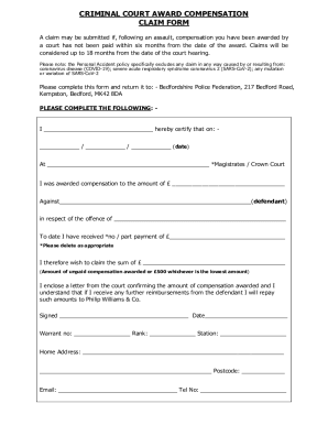 Fillable Online beds polfed Court Award Compensation Claim Form - Jan ...