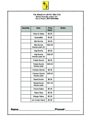 Fillable Online Burrito Form Fax Email Print - pdfFiller