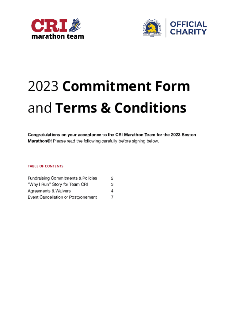 Fillable Online 2023 Team CRI Commitment Form and Terms and Conditions $1000.docx Fax Email ...