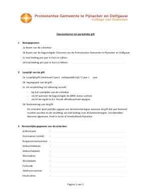 Invulbaar Online Overeenkomst tot periodieke gift 1 Faxnummer Email Afdrukken - pdfFiller