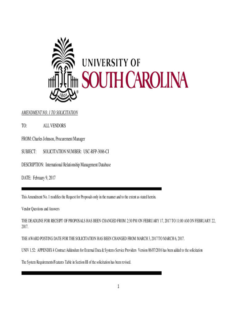 Fillable Online SOLICITATION NUMBER: USC-RFP-3086-CJ Fax Email Print ...