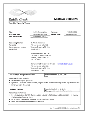 Fillable Online Taddle Creek Family Health Team - Bay and College Site ...