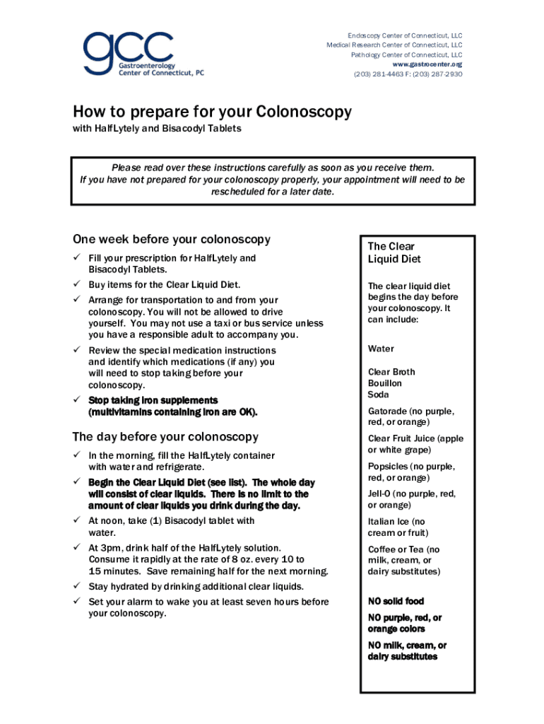 Fillable Online Gastroenterology Center of Connecticut: CT ...