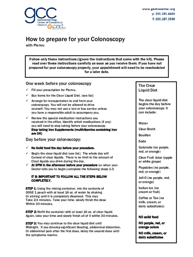 Fillable Online PLENVU BOWEL PREP Fax Email Print - pdfFiller