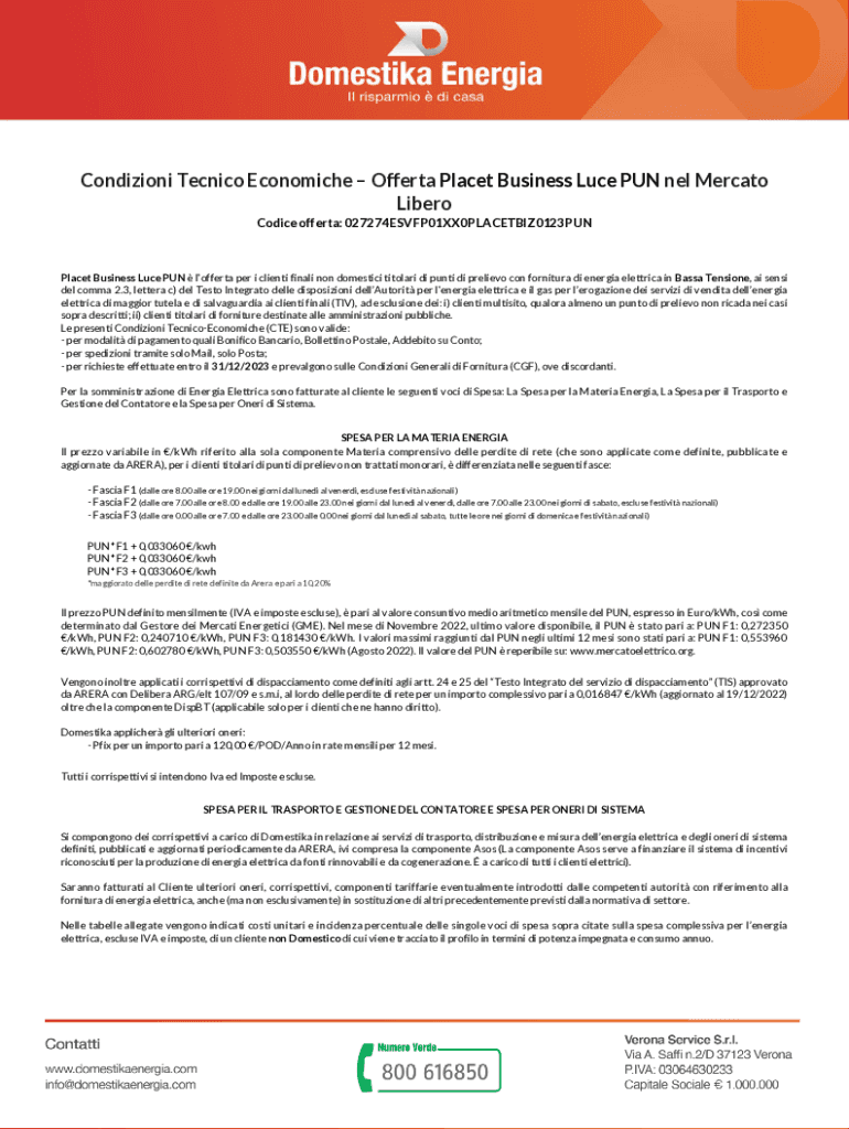 Compilabile Online Placet - L'offerta luce business facile da comparare ...