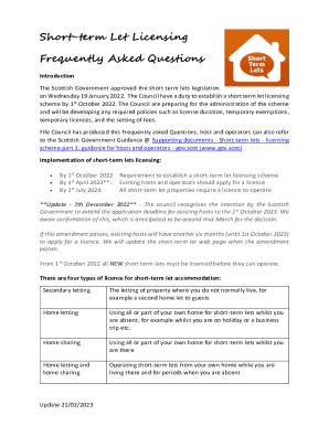Fillable Online SHORT TERM LETS LICENSING POLICY STATEMENT Fax Email ...