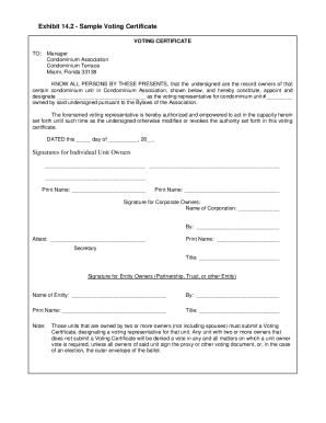 Fillable Online Sample Voting Certificate Signatures for Individual ...