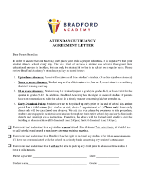 Fillable Online ATTENDANCE/TRUANCY AGREEMENT LETTER Fax Email Print ...
