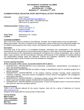 Fillable Online KIN 400 Sec 9013 Credits - UBC Kinesiology Fax Email ...