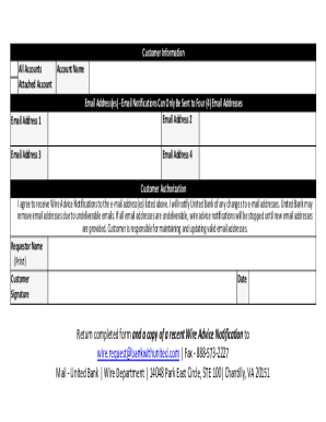 Fillable Online Return completed form and a copy of a recent Wire ...