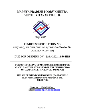 Fillable Online MP Poorv Kshetra Vidyut Vitaran Company Tender Notice ...