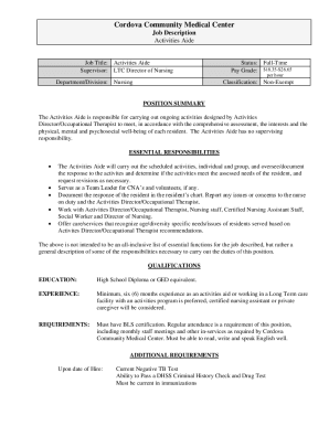 Fillable Online Job Description Activities Aide Fax Email Print - pdfFiller