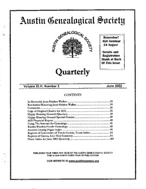 Fillable Online In Memorial - Austin Genealogical Society Fax Email ...