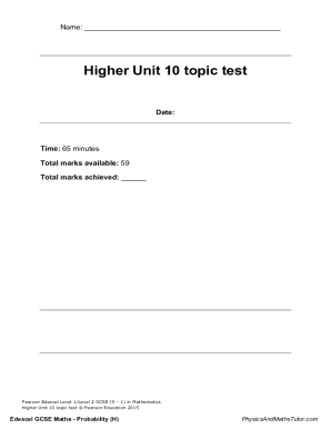 Fillable Online Unit 10 Test Higher Level - Fill Online, Printable ...