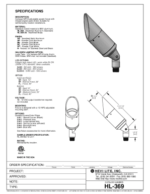 Fillable Online HL369 SPEC SHEET - Sheet1 Fax Email Print - pdfFiller