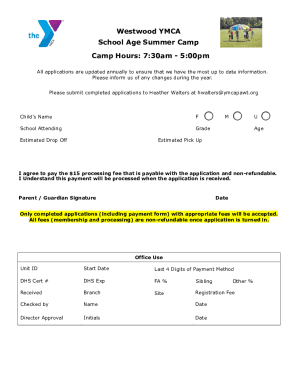 Fillable Online Child Care - YMCA of the Inland Northwest Fax Email ...