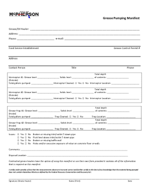 Fillable Online Grease Interceptor and Trap Pumping Manifest (ver4).doc ...