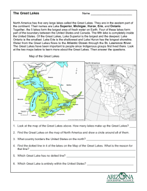 Fillable Online geoalliance asu The Great Lakes Name Fax Email Print ...