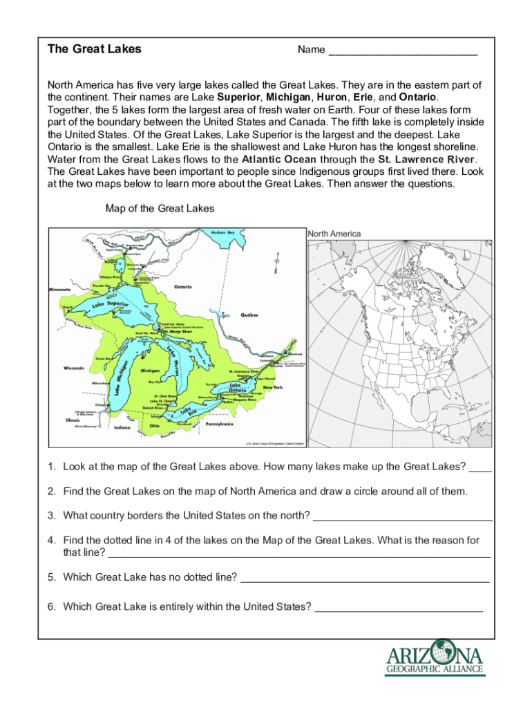 Fillable Online geoalliance asu The Great Lakes Name Fax Email Print ...