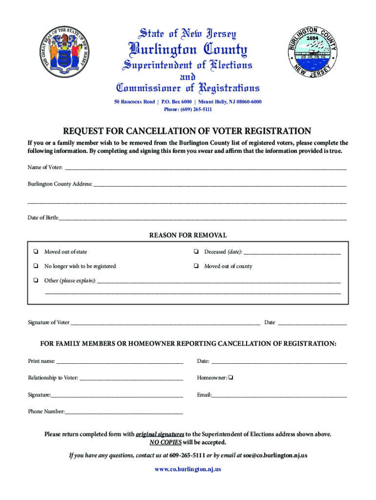 Fillable Online CO00915Request for Cancellation of Voter Registration ...