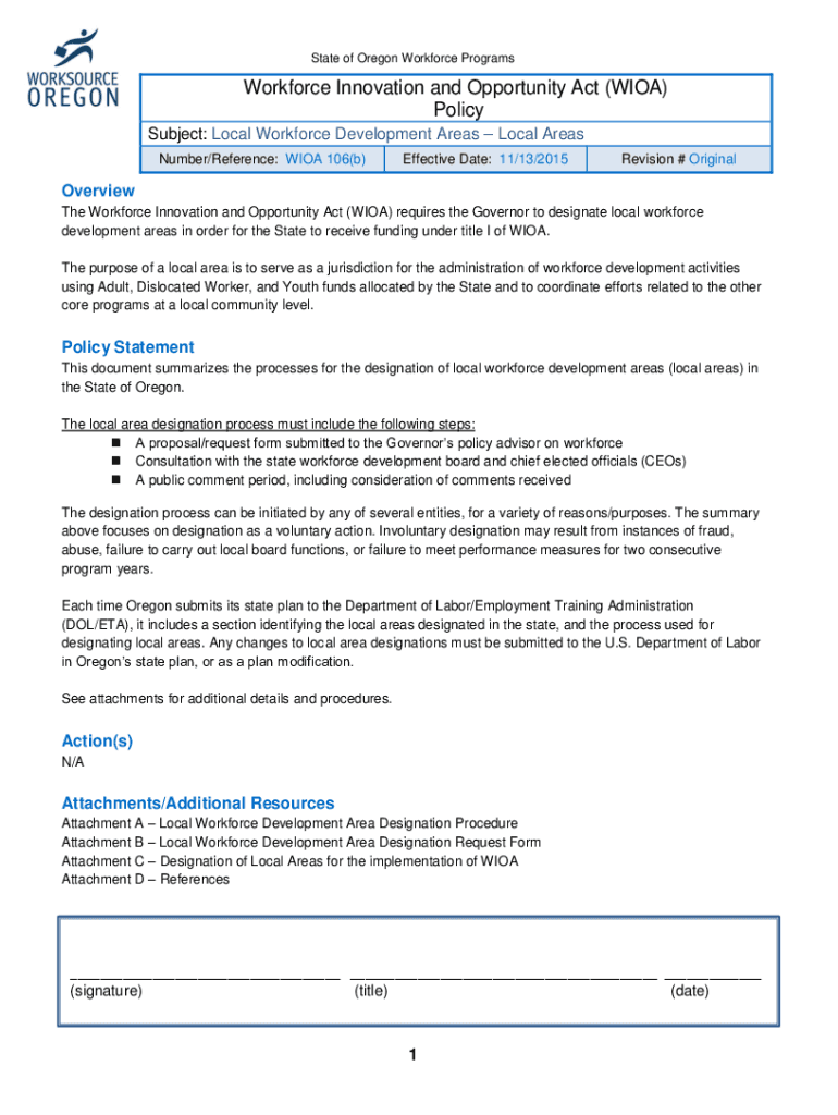 Fillable Online Workforce Innovation and Opportunity Act (WIOA) Policy Fax Email Print - pdfFiller