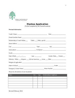 Mentee Profile Sheet - New Dimensions High School Doc Template | pdfFiller